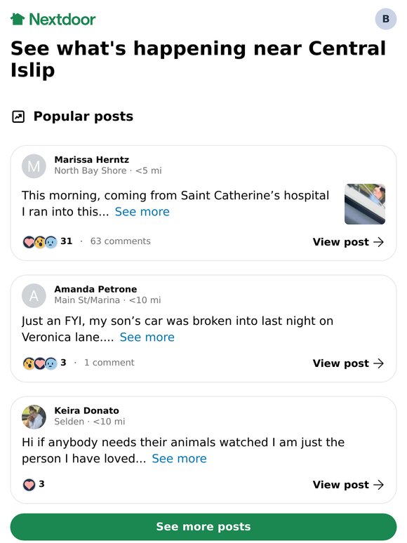 Nextdoor: Top post: This morning, coming from Saint Catherine’s ...