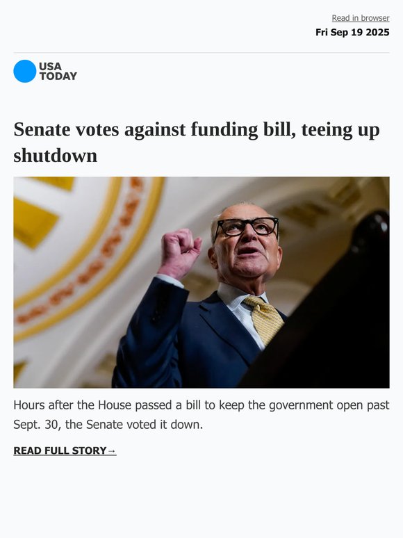 USA TODAY: Breaking: Senate votes against stopgap funding bill, raising ...