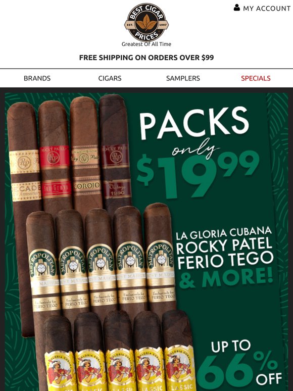 Best Cigar Prices: ♦️ Packs Only $19.99 - La Gloria, Rocky Patel, Ferio ...