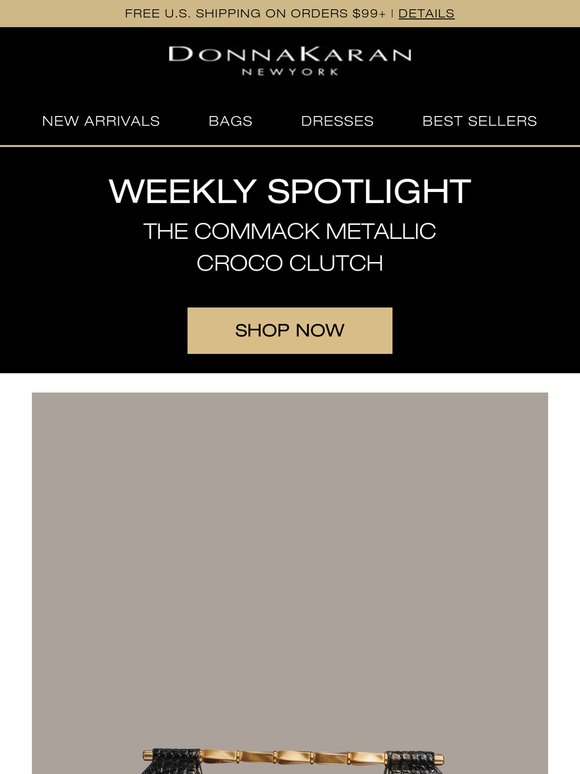 Donna Karan: Weekly Spotlight: The Commack Metallic Croco Clutch | Milled