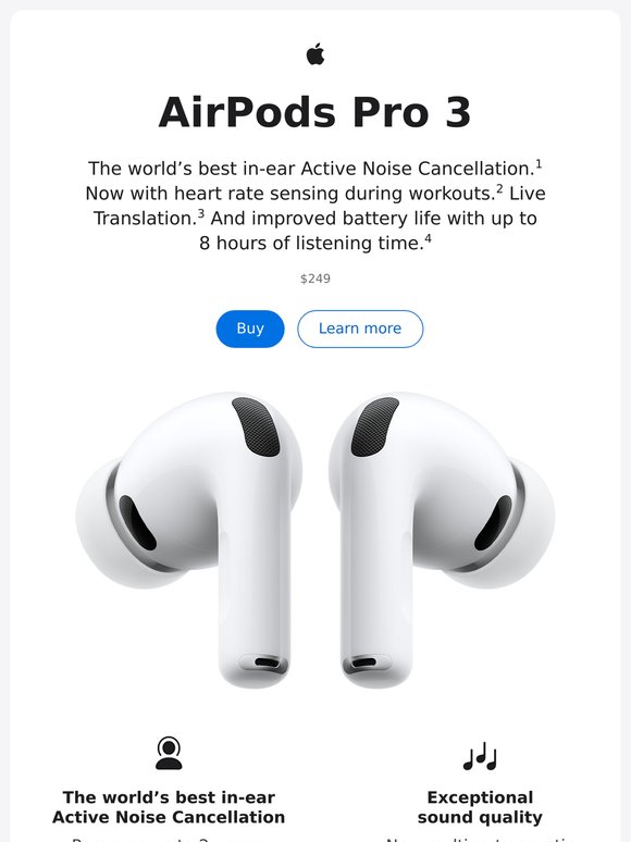 Apple: Introducing the all-new AirPods Pro 3. | Milled