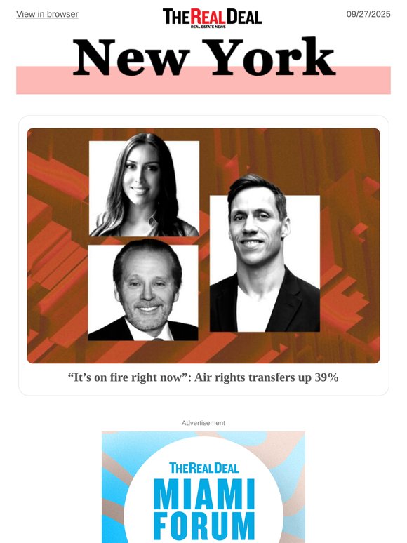 The Real Deal: Air rights transfers up 39%; Behind Rithm’s surprise $1 ...