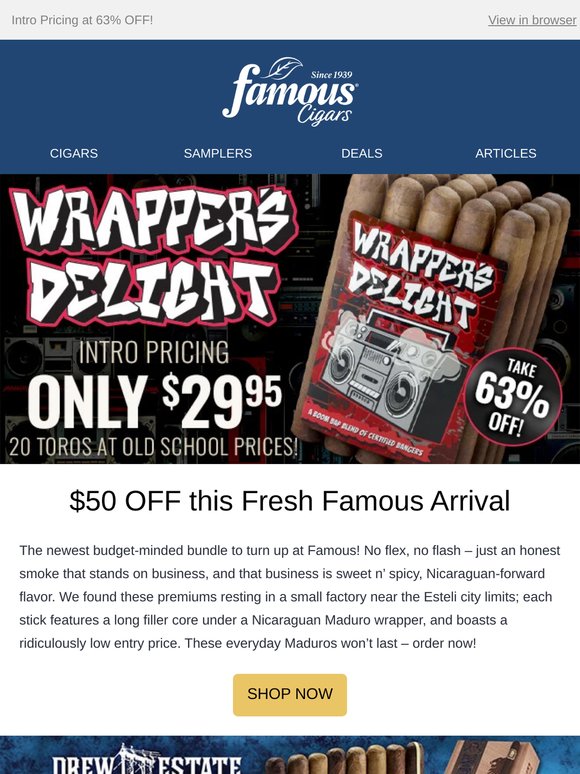 Famous Smoke Shop: Wrapper’s Delight: $29.95 bundles! | Milled
