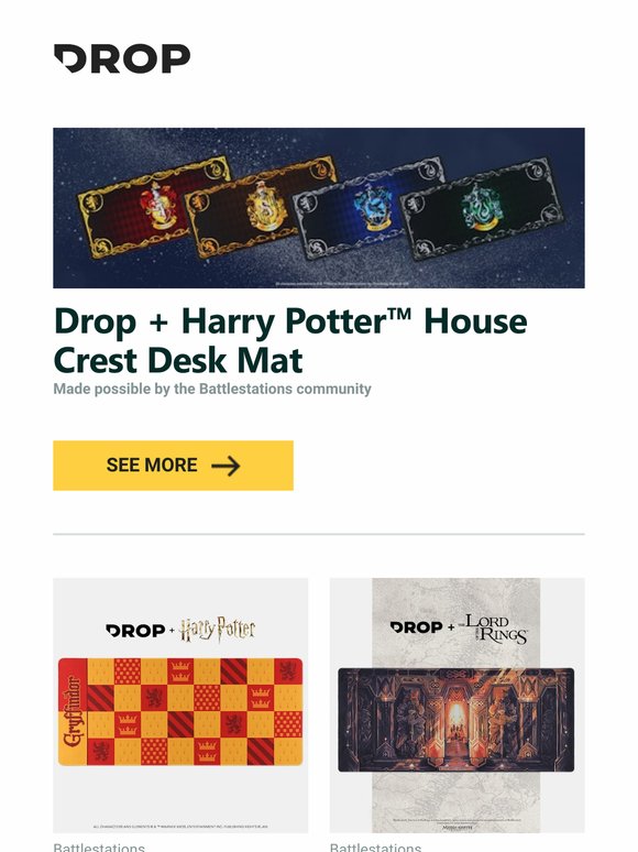 Drop: Drop + Harry Potter™ House Crest Desk Mat, Drop + Harry Potter ...
