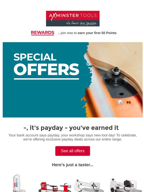 Axminster Tools: Celebrate payday with our latest offers | Milled