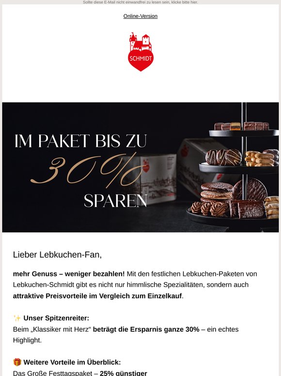 Lebkuchen-Schmidt: Bis zu 30% Ersparnis für Sie und Ihre Liebsten 🎄 ...