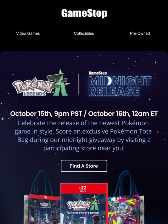 GameStop: Prepare for TWO Tote-ally awesome Pokémon Legends: Z-A events ...