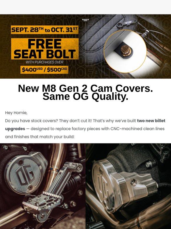 Original Garage Moto: Introducing Our New M8 Gen 2 Cam Covers | Milled