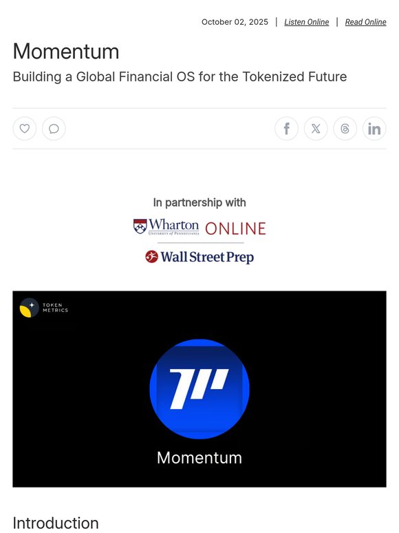 Token Metrics: Momentum Code Review | Token Metrics Reserch | Milled