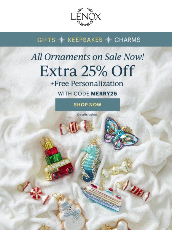 Lenox: Extra 25% Off & Free Personalization | Milled