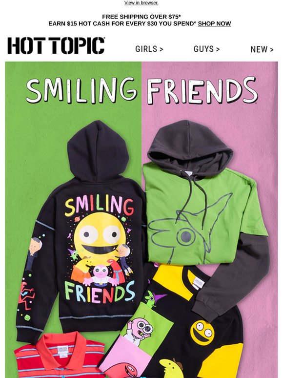 Hot Topic: New Smiling Friends merch dedicated to bringing joy ...