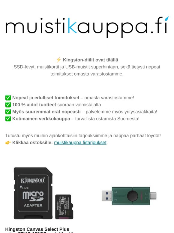 Muistikauppa: Kingston-muistit nyt huippuedullisesti! 💾 | Milled