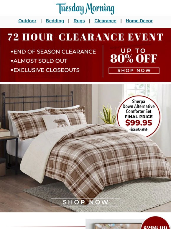 Tuesday Morning: 72 Hours Only Extended —Up to 80% Off Clearance | Milled