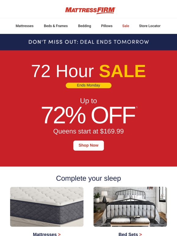 Mattress Firm: Ends TOMORROW: Get up to 72% off & treat yourself to ...
