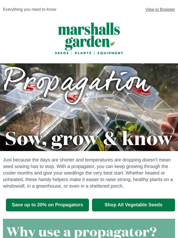 Marshalls Seeds: Sow, Grow & Know: Your Guide to Propagation | Milled