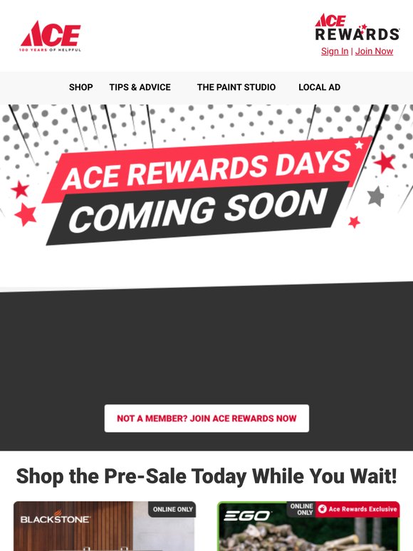 Ace Hardware: Mark Your Calendar for ACE REWARDS DAYS | Milled