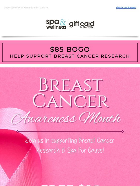 Spa Week: 🤍 $85 BOGO Offer + Help Support Breast Cancer Research ...