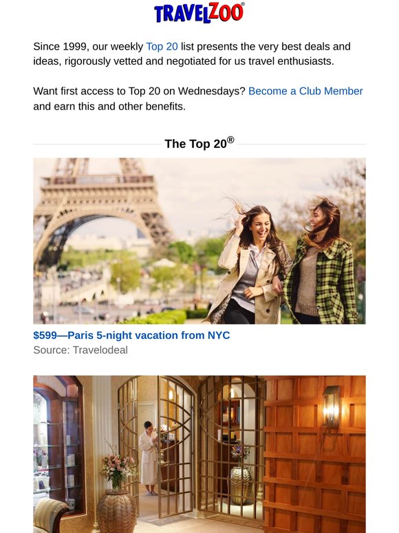 Travelzoo: This Week's Top 20 | Milled