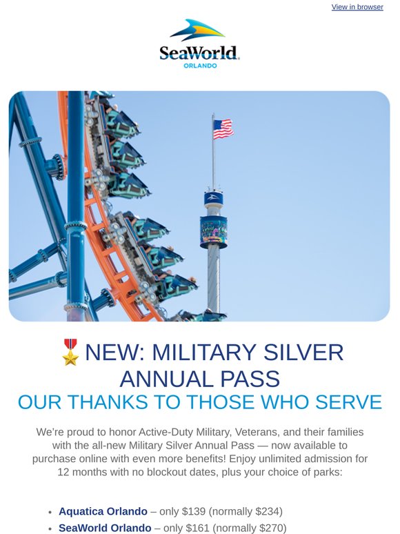 SeaWorld: 🇺🇸 ALL-NEW Exclusive Military Pass for Active-Duty & Veterans ...