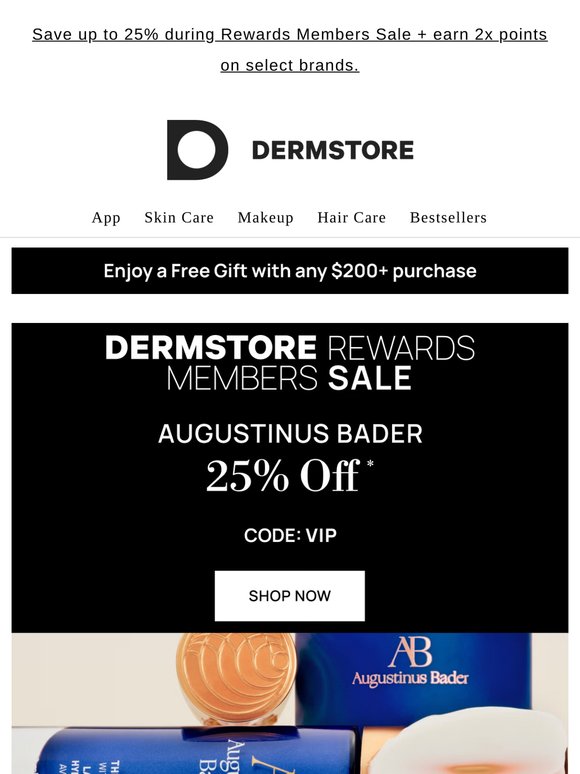 Dermstore: VIP invitation 25% off Augustinus Bader | Milled