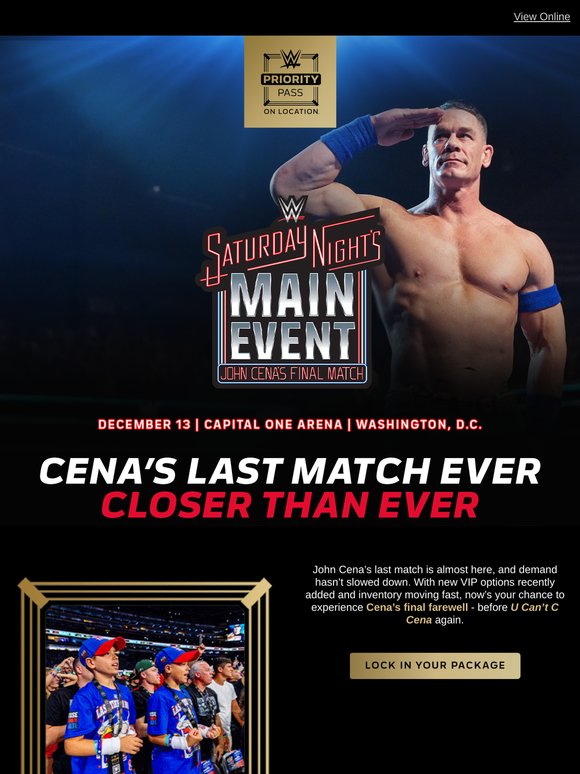 WWE Shop: Limited Inventory Remains – John Cena's Final Match VIP ...