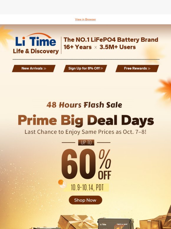 LiTime: 🚀48 Hours Left! Final Autumn Flash Sale! | Milled