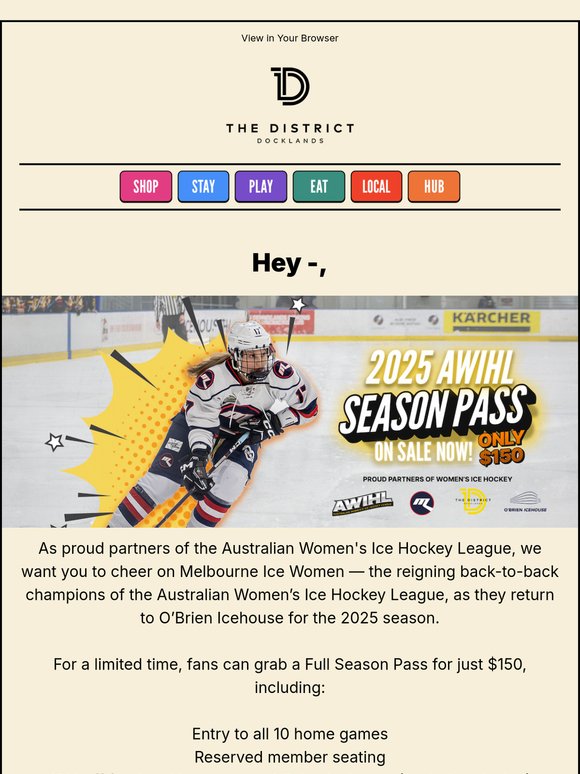 The District Docklands: Melbourne Ice AWIHL Season Passes Are Here | Milled