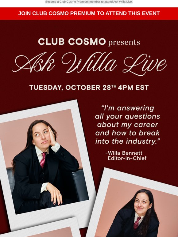 Cosmopolitan: Exclusive: Live Q&A with Willa Bennett | Milled