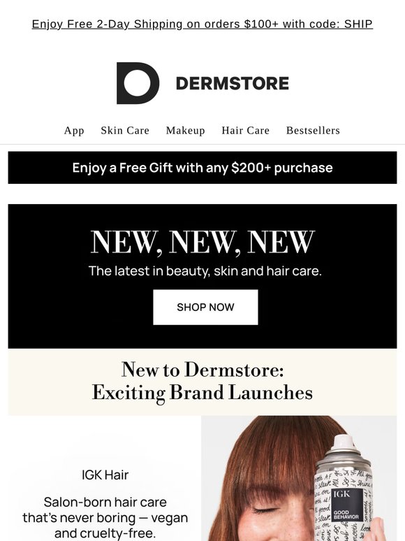 Dermstore: NEW ARRIVALS: IGK HAIR, PCA SKIN & more | Milled