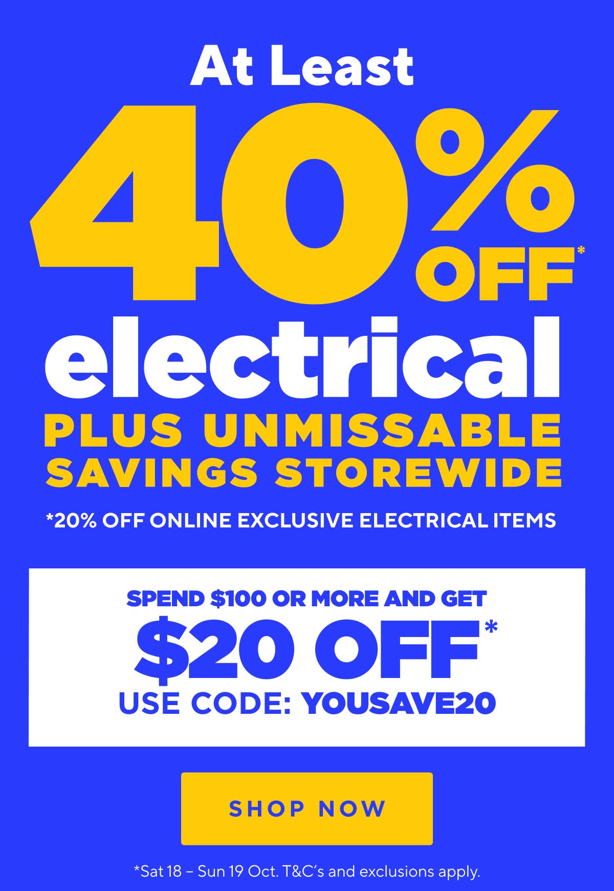 Briscoes: At least 40% off ELECTRICAL | Milled