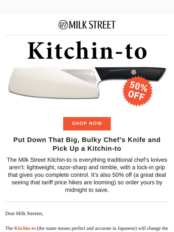 Milk Street Kitchen: Your Clunky Old Chef’s Knife is Holding You Back ...