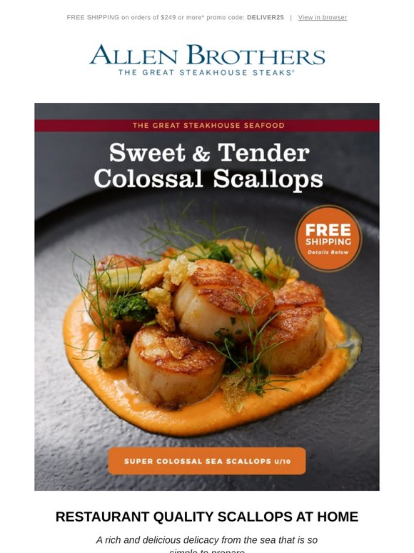 Allen Brothers: Our Most Impressive Colossal Sea Scallops, Delivered to ...