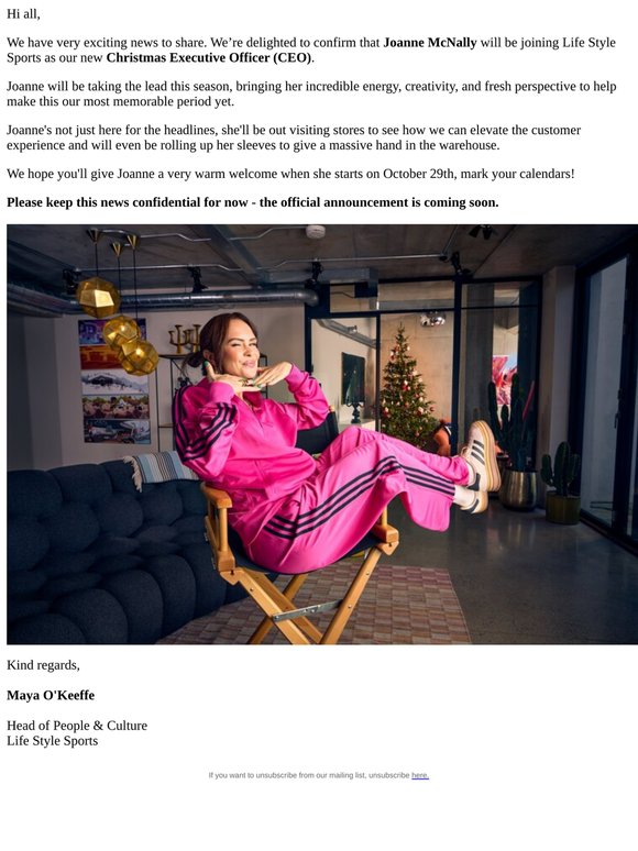 Life Style Sports: Highly Confidential: New Christmas Executive Officer ...