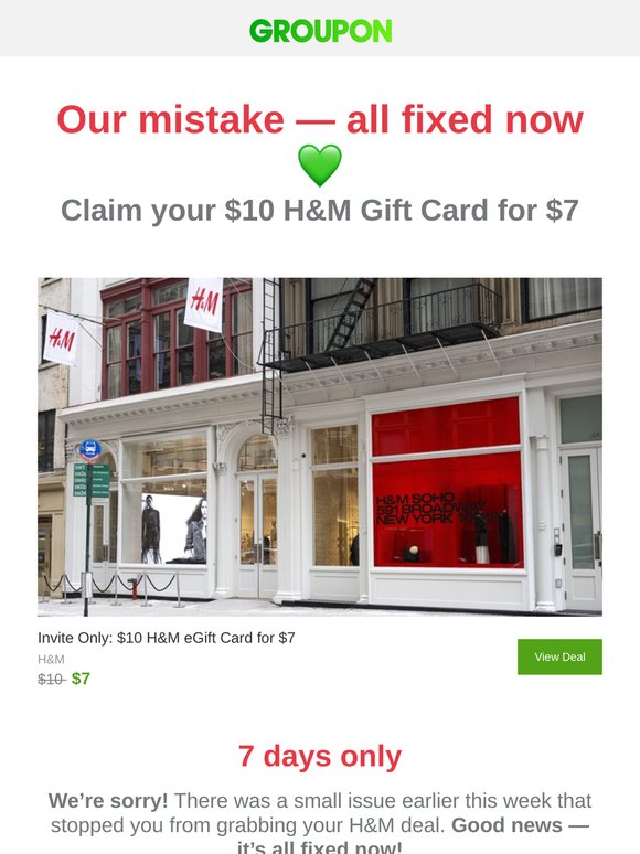 Groupon: Oops — we messed up but it's fixed now 😅 💚 | Milled