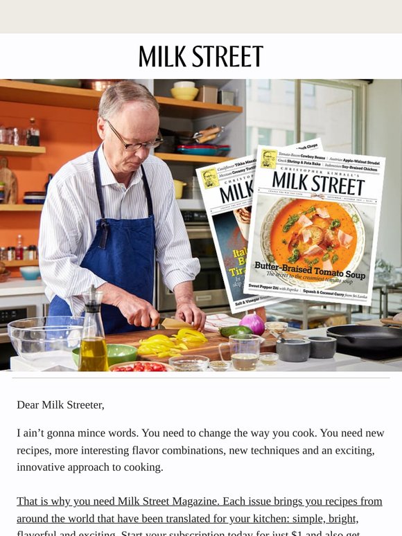 Milk Street Kitchen: Milk Streeter, You've Been Selected to Receive ...