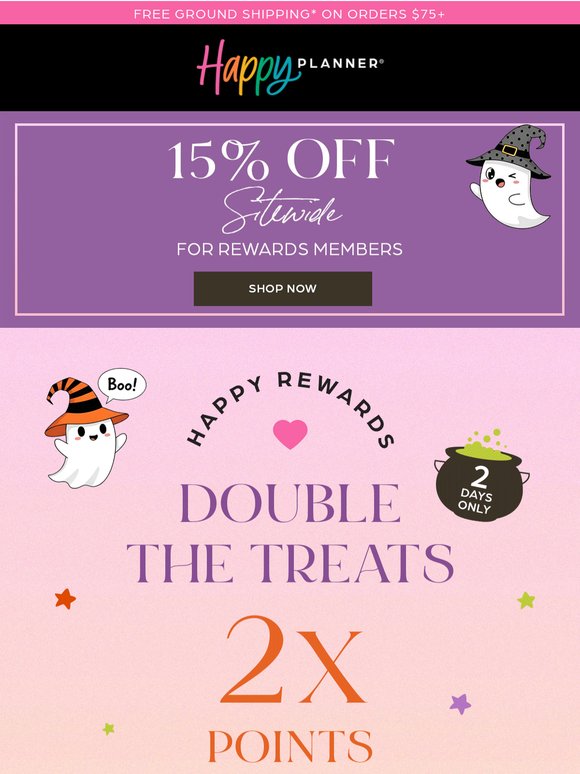 The Happy Planner: Double the Treats: 2X Points are Back! 🍬 | Milled