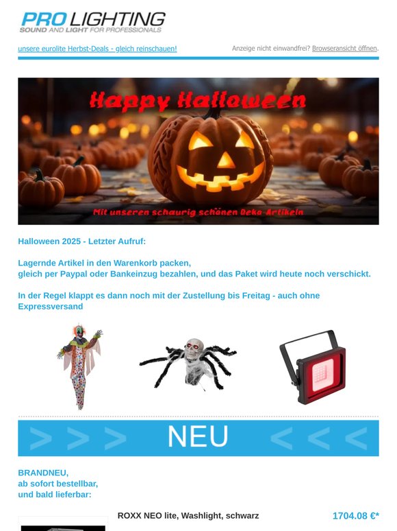 Pro Lighting: Halloween 2025 - letzter Aufruf | NEU: ROXX NEO lite ...