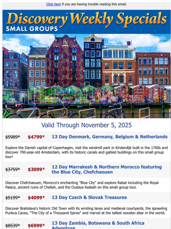 Gate 1 Travel: Weekly Specials | Discovery Small Groups | Milled
