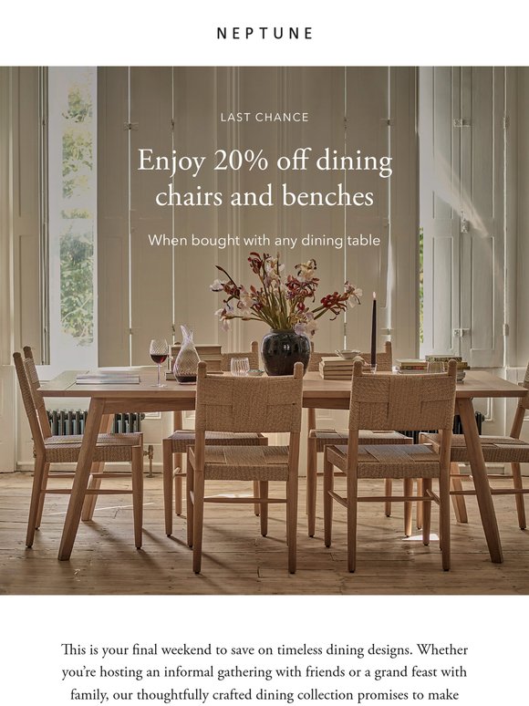 Neptune: Final weekend: 20% off dining seating | Milled