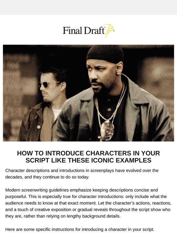 Final Draft: How to Introduce Characters In Your Script👫 | Milled