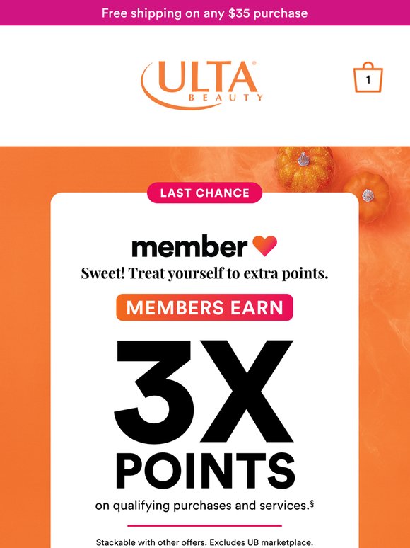 Ulta Beauty: Sweet! Member, treat yourself to 3X points on qualifying ...