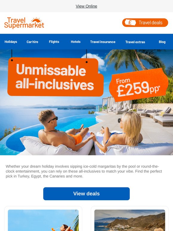 TravelSupermarket: Unmissable all-inclusive holidays from £259pp* | Milled