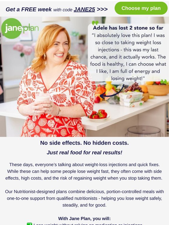 Jane Plan: Jane Plan vs weight loss injections: The facts! | Milled