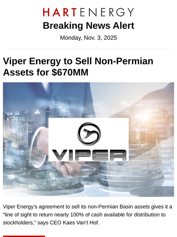 Hart Energy: Viper Energy to Sell Non-Permian Assets for $670MM | Milled