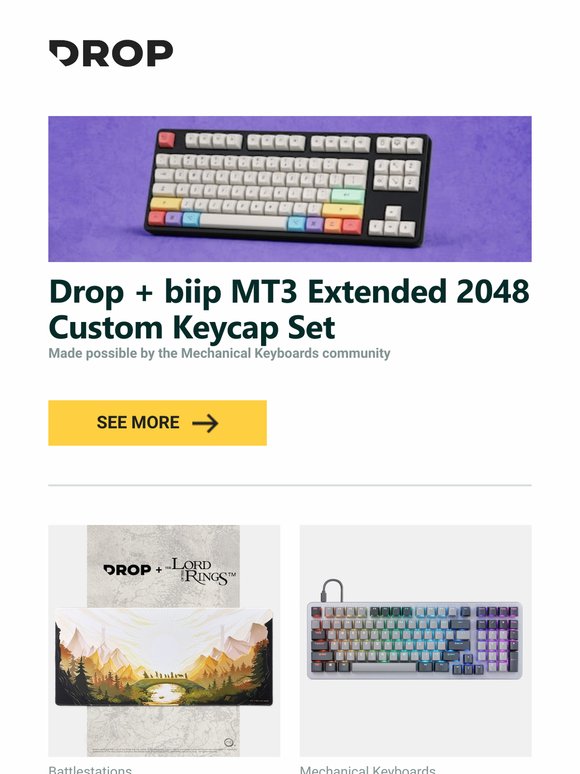 Drop: Drop + biip MT3 Extended 2048 Custom Keycap Set, Drop + The Lord ...