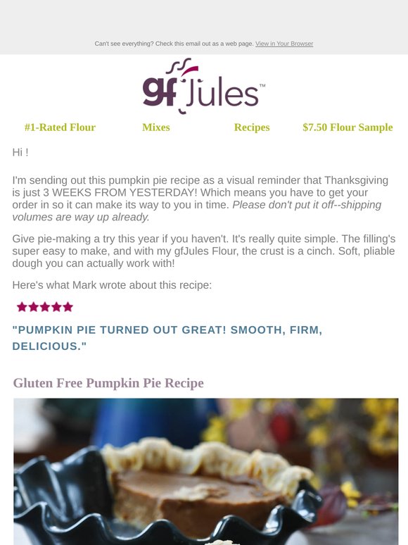 GF Jules: Gluten Free Pumpkin Pie Recipe | Milled