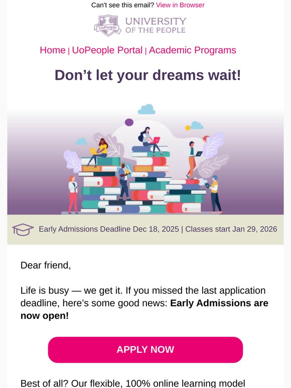 University of the People: Early Admissions is open at UoPeople! | Milled