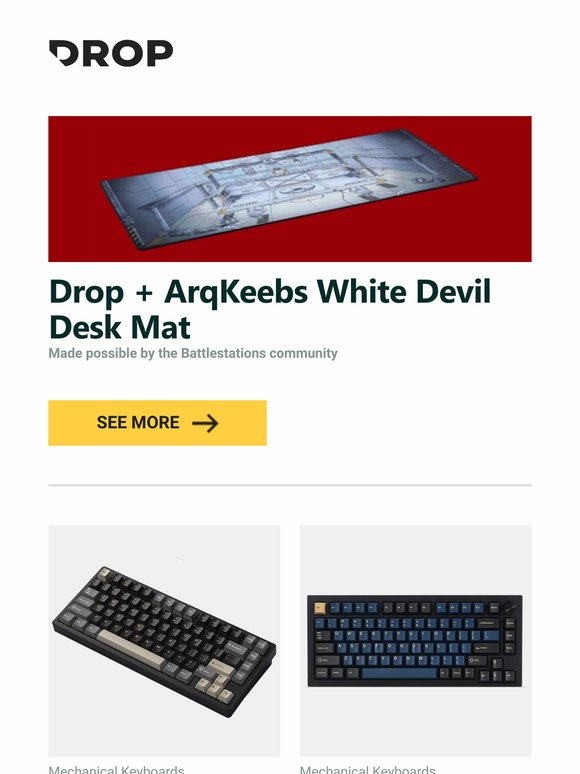 Drop: Drop + ArqKeebs White Devil Desk Mat, WOBKEY Rainy75 Mechanical ...
