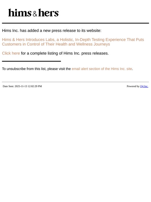 Hims: Hims Inc. - Hims & Hers Introduces Labs, a Holistic, In-Depth ...