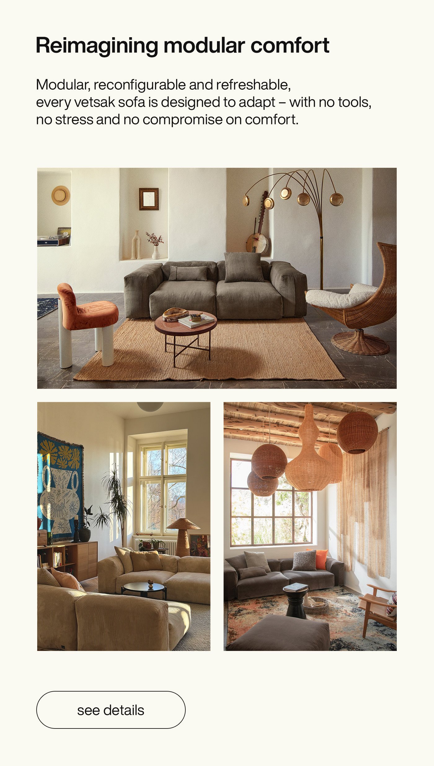 Archiproducts: vetsak modular sofa, reimagining modular comfort | Milled